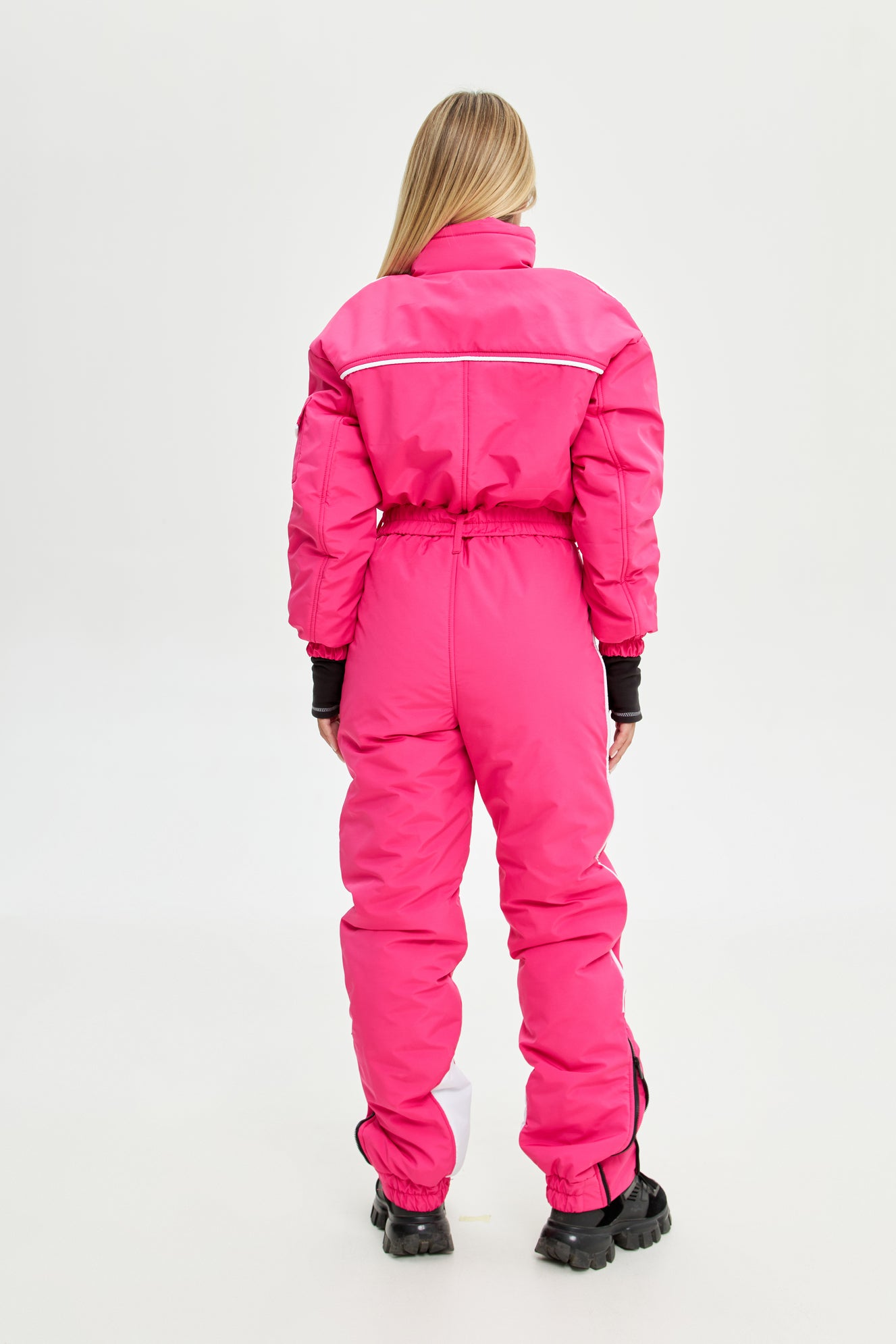Hot pink ski suit BLANC - PINK with white edging - One piece ski suit ...