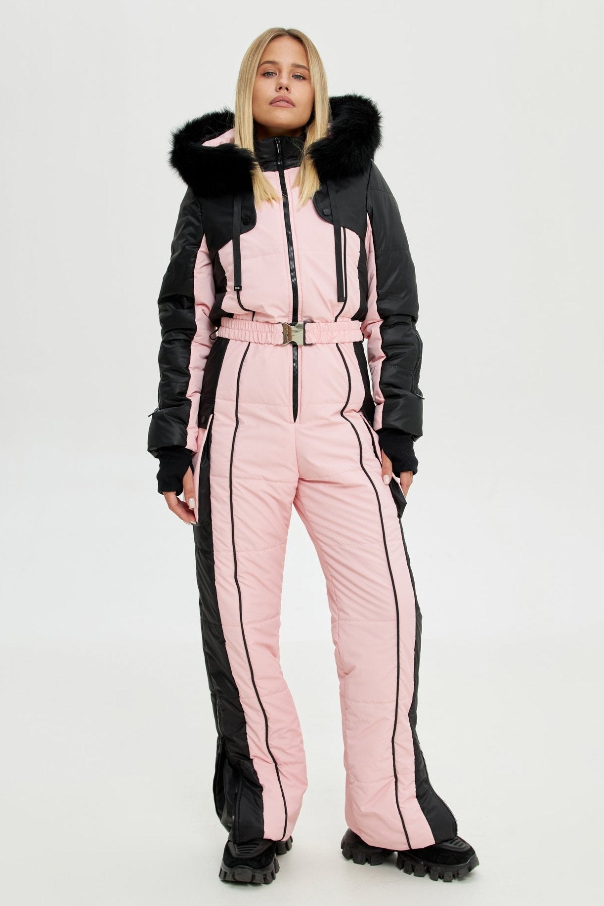 Blush pink ski suits for women one piece ETNA - Pink one piece - Warm ...