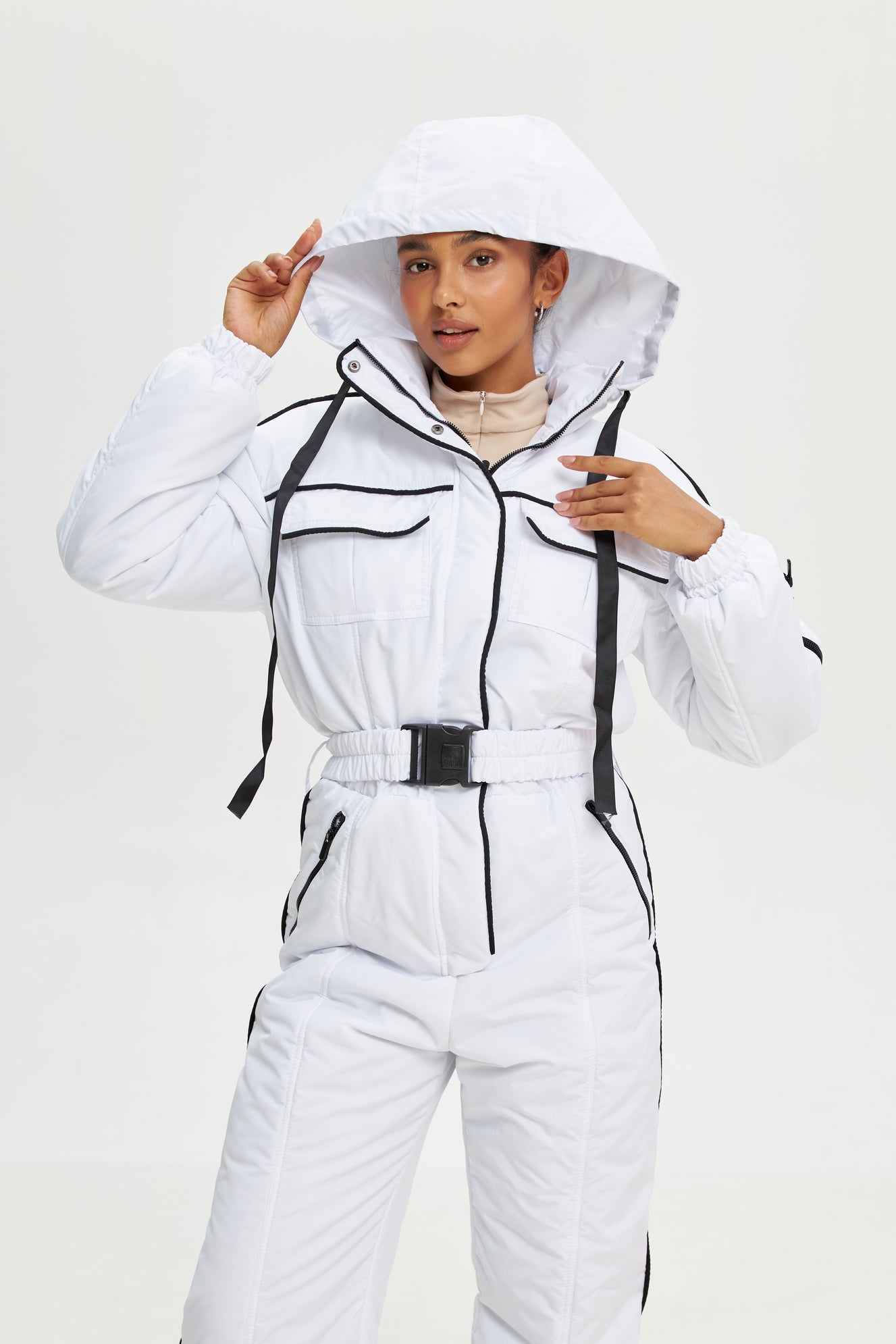 White ski suit BLANC - WHITE with black edging - Ladies ski wear snows ...