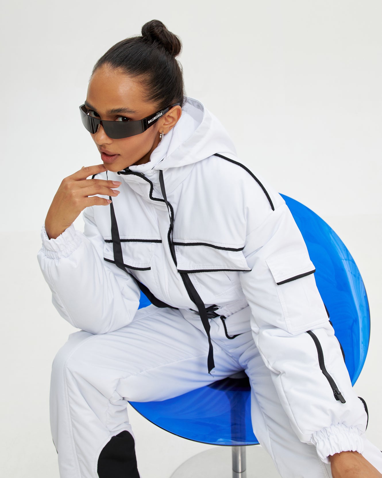 White ski suit BLANC - WHITE with black edging - Ladies ski wear snows ...