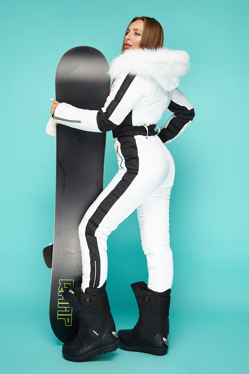 Women's Ski Suit One Piece | DENALI - WHITE - BLACK | Ski & Snowboard ...