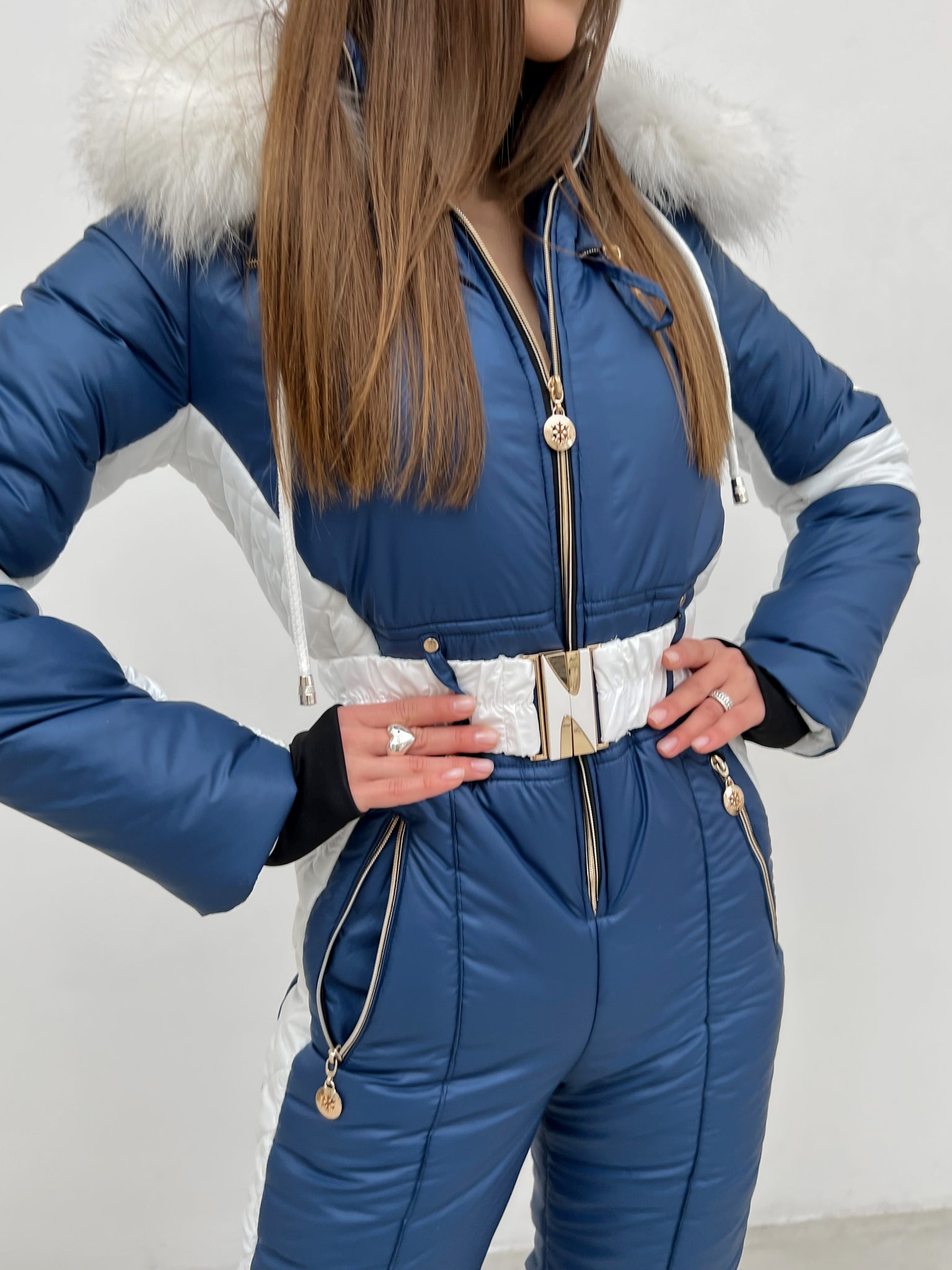 Women's Ski Suit One Piece | DENALI - NAVY BLUE-WHITE | Ski & Snowboard ...